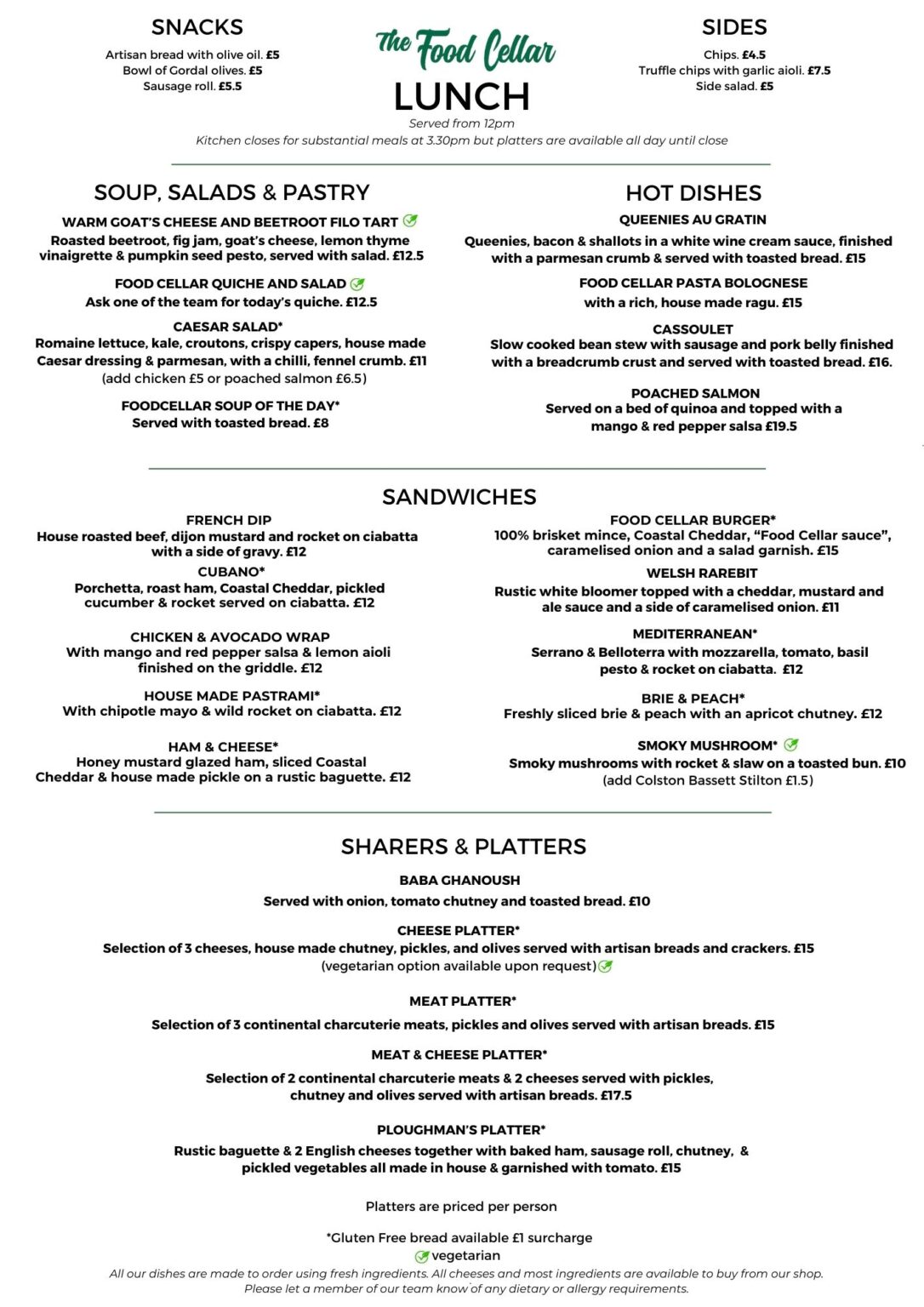 Menu | The Wine Cellar