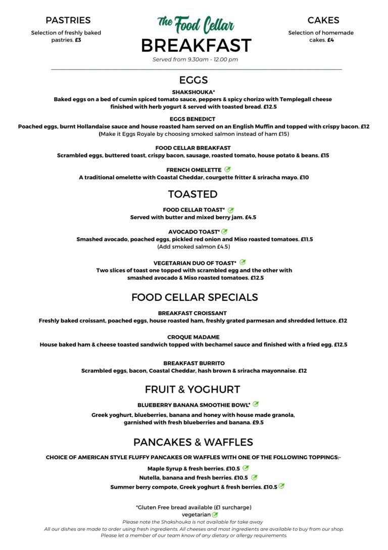 Menu | The Wine Cellar